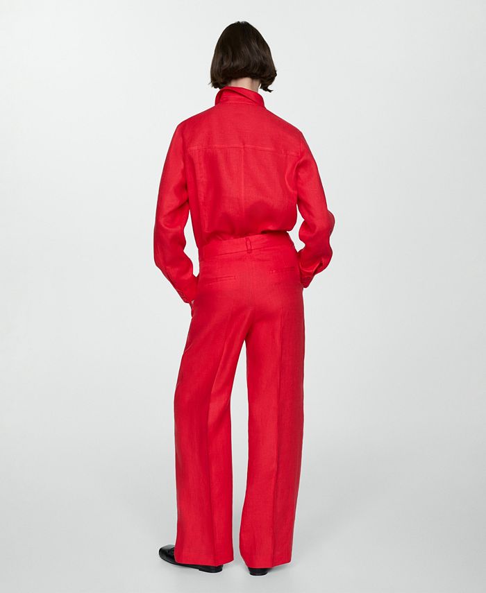 MANGO Women's Straight Linen-Blend Pants - Macy's
