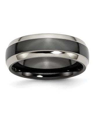 Chisel Titanium Grey and Black Ti Polished Wedding Band Ring - Macy's