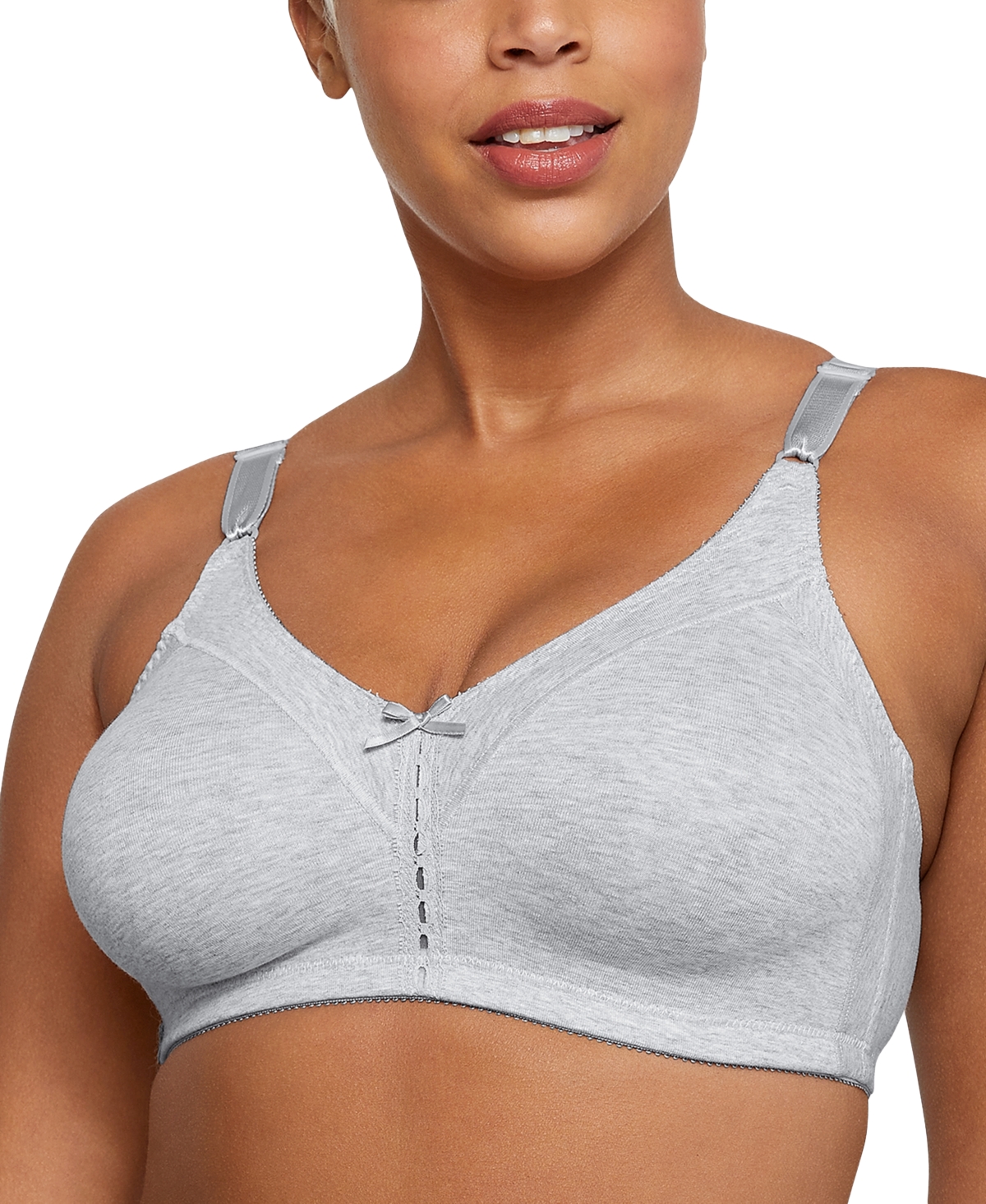 Bali Double Support Cotton Wireless Bra with Cool Comfort 3036 - Heather Grey