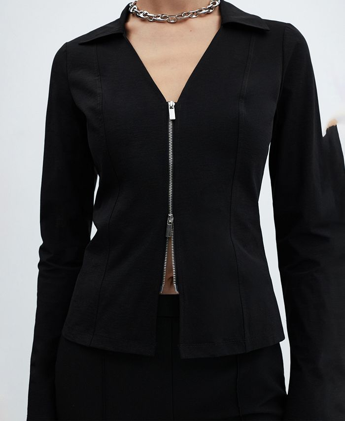 MANGO Women's Zipper Fitted Jacket - Macy's
