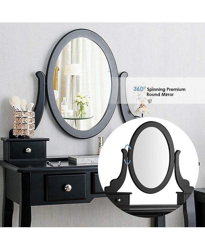 Costway Vanity Table Dressing Table 5 Make Up Table Stool - Macy's