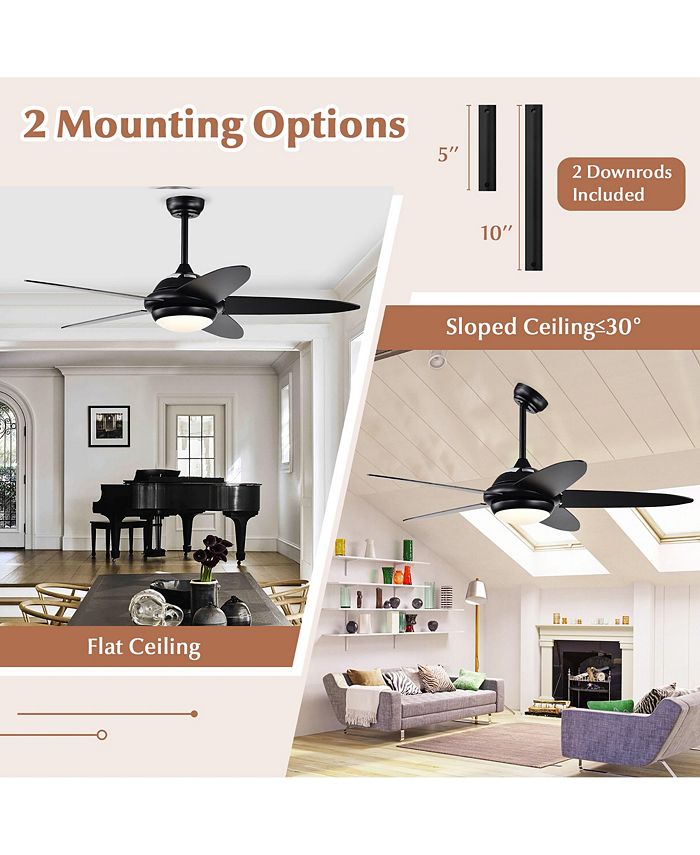 Costway 52'' Ceiling Fan with LED Lights & Remote Control 1/2/4/8H ...
