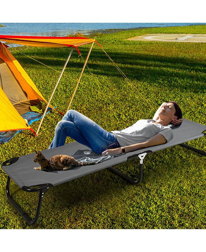 Gymax Portable Camping Cot Outdoor Folding Sleeping Bed for Traveling ...