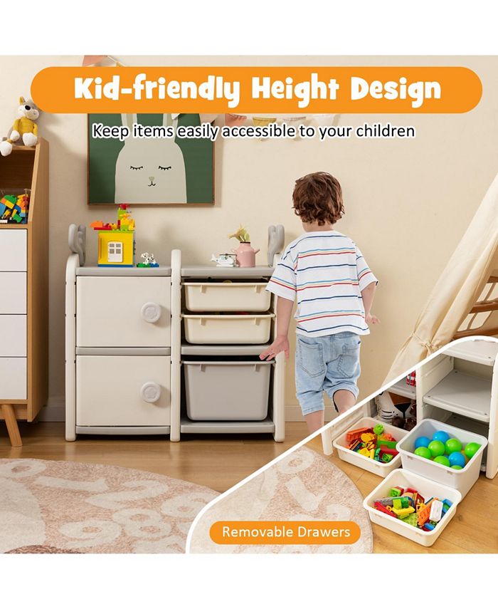 Slickblue 31 Inch Toy Chest and Bookshelf for Toddlers with Enclosed ...