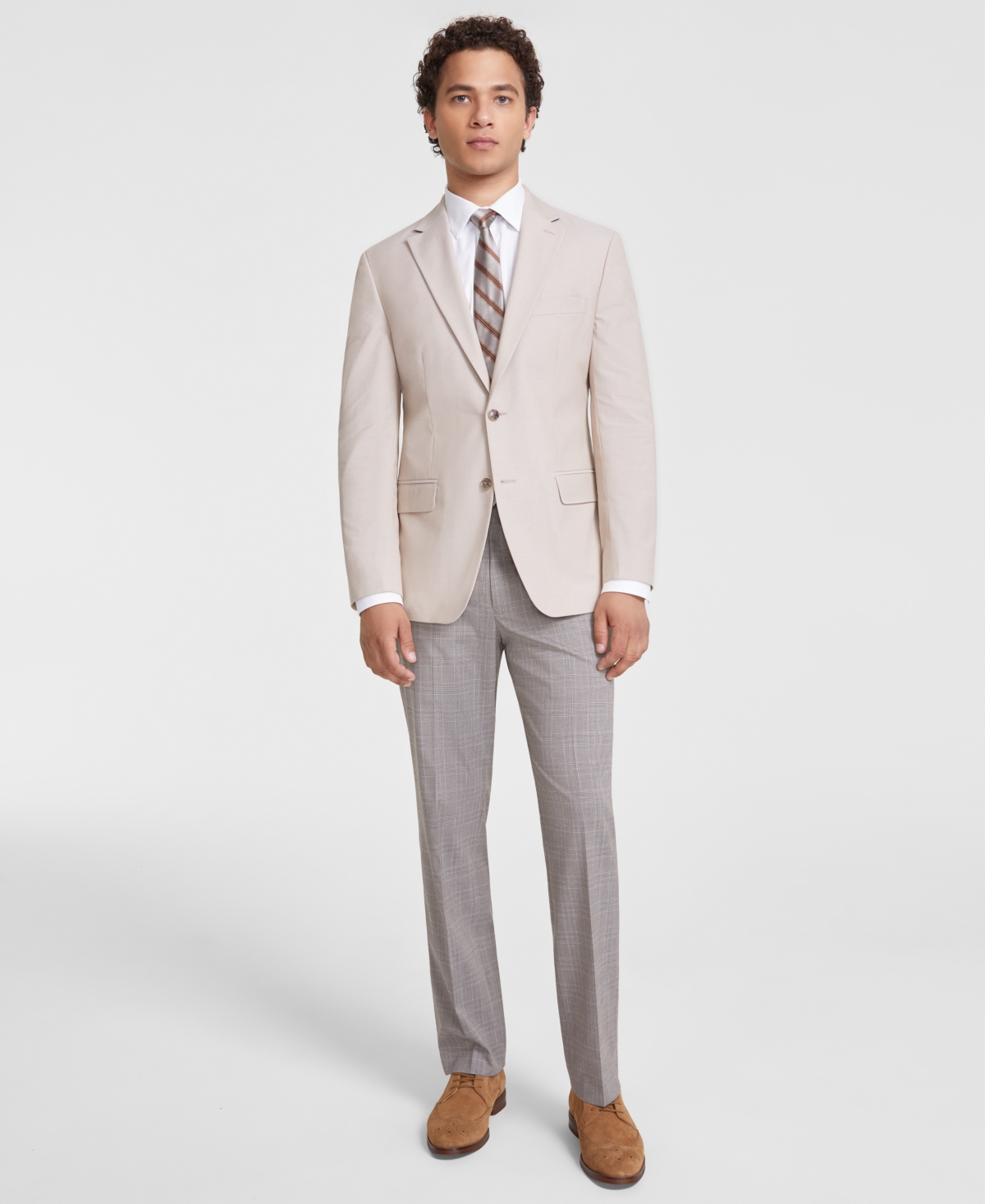 Tommy Hilfiger Mens Modern-Fit Solid Chambray Sport Coat - Tan