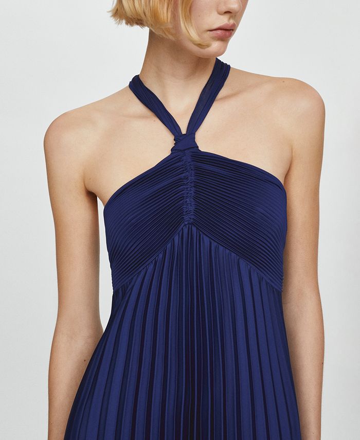 MANGO Women's Pleated Halter Neck Dress - Macy's