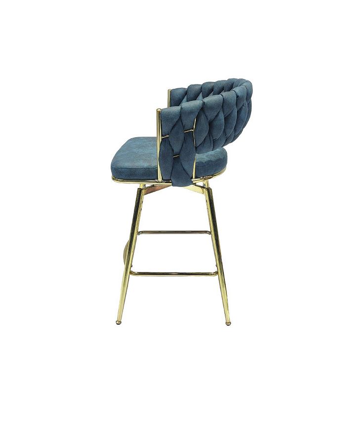 Simplie Fun Blue Suede Bar Stool Set, 4 Count - Macy's