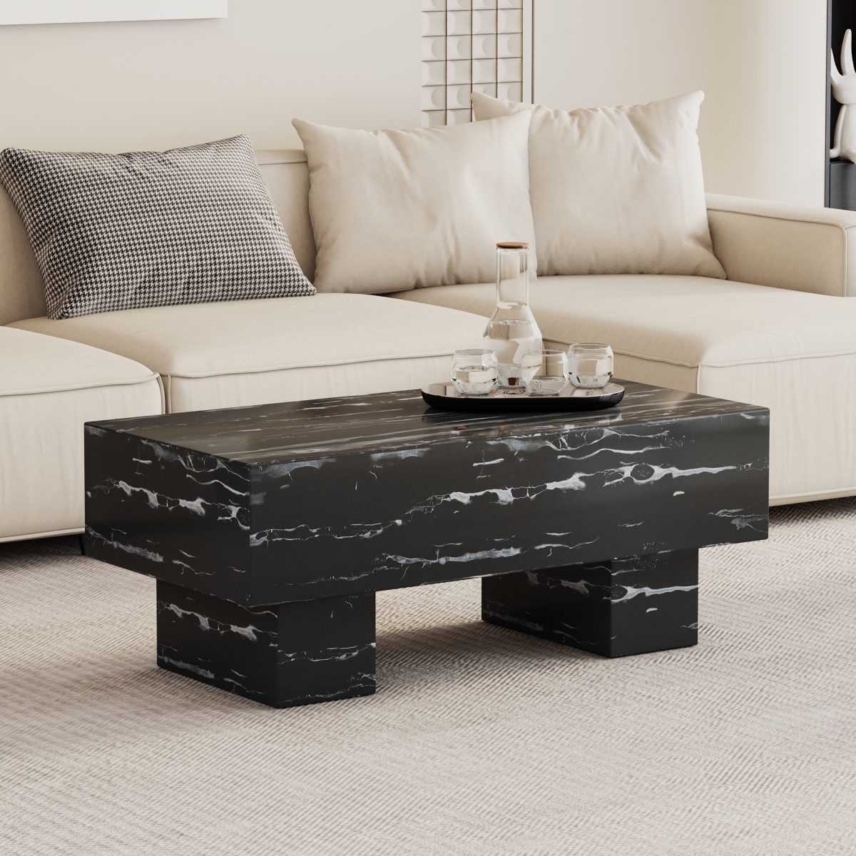 Click here for Streamdale Modern Black Coffee Table with Patterns... prices