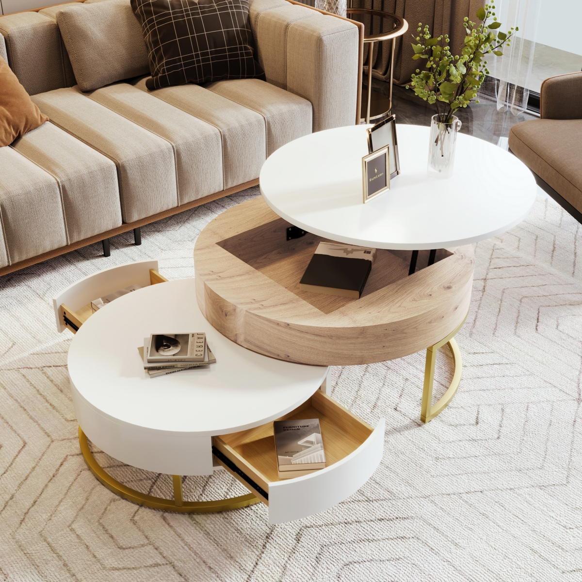 Click here for Streamdale Modern Round Lifttop Nesting Coffee Tab... prices