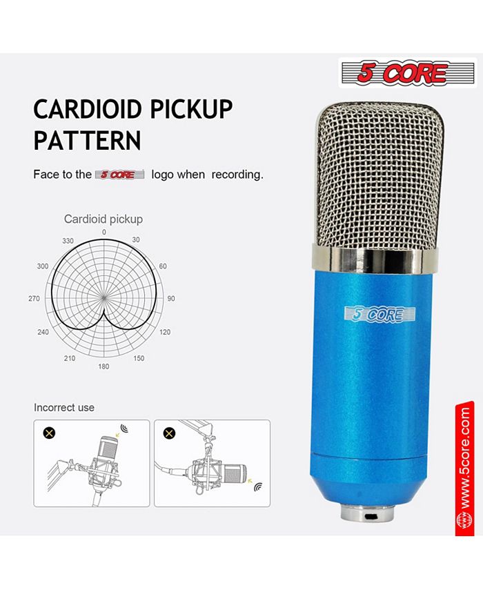 5 Core Recording Microphone Podcast Bundle • Professional Condenser ...