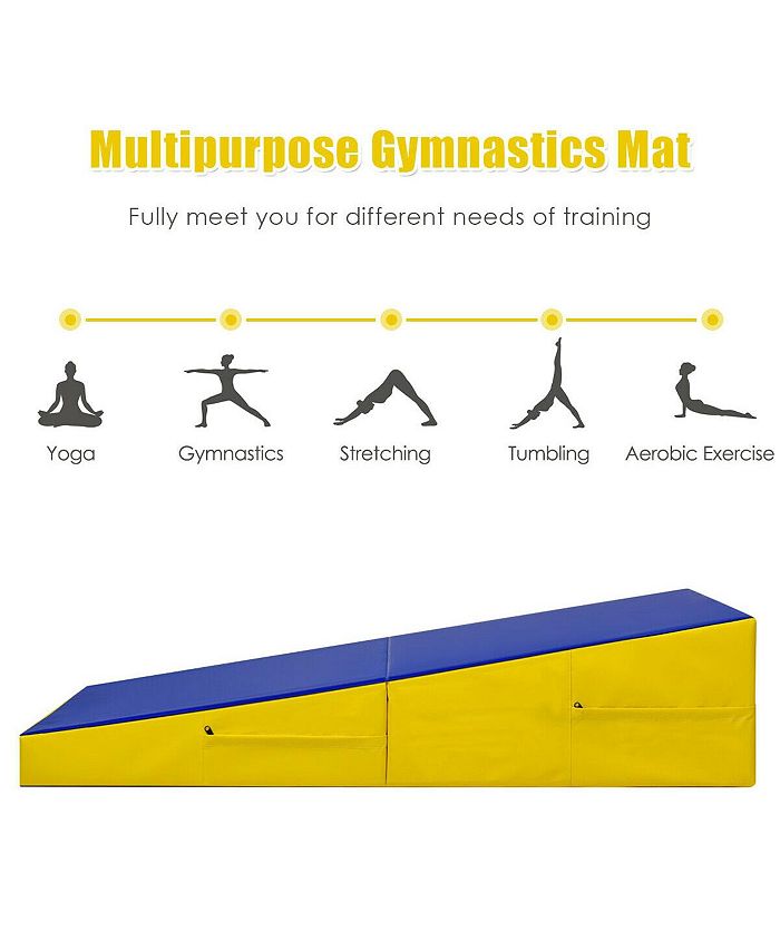 Slickblue Incline Gymnastic Pad Folding Wedge Ramp Gym Fitness Exercise ...