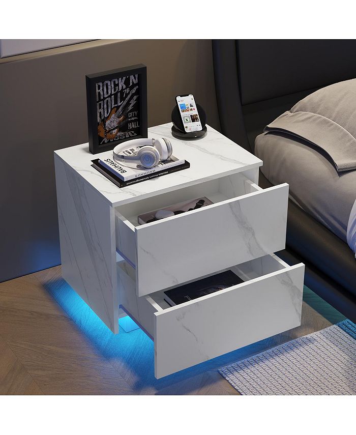 Simplie Fun Nightstands LED Side Tables Bedroom Modern End Tables With ...