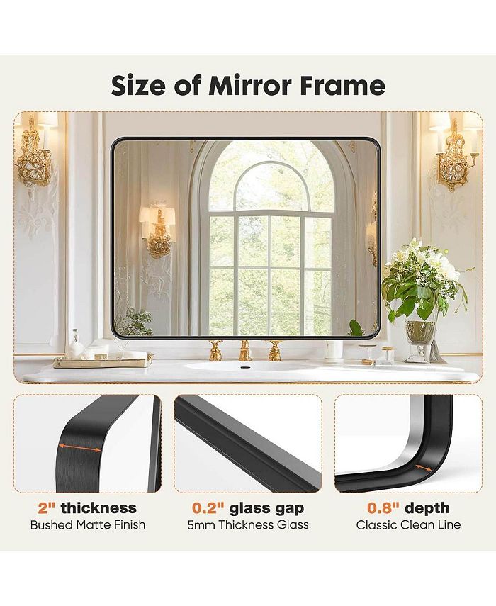 Simplie Fun Bathroom Mirror Vanity Mirror For Wall, Aluminum Alloy ...