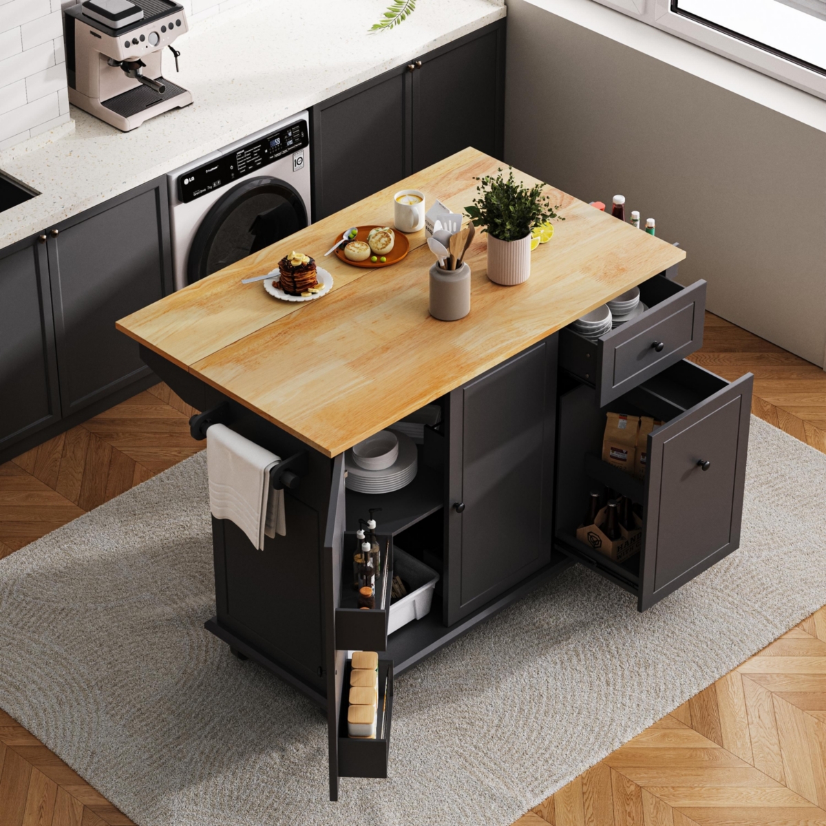Click here for Streamdale Rolling Kitchen Cart with Drop Leaf & S... prices
