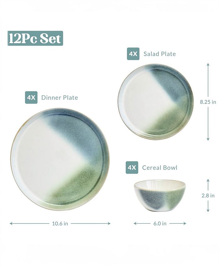 Sango Sittera Color Block Reactive 12 Pc. Dinnerware Set, Service for 4 ...