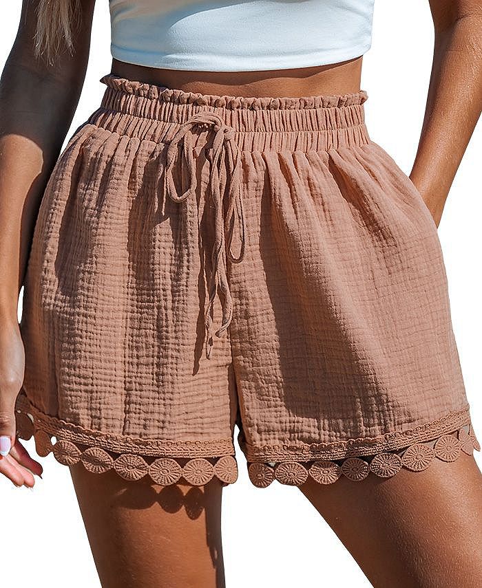 CUPSHE Women's Pink Elastic Waist Wide Leg Shorts - Macy's