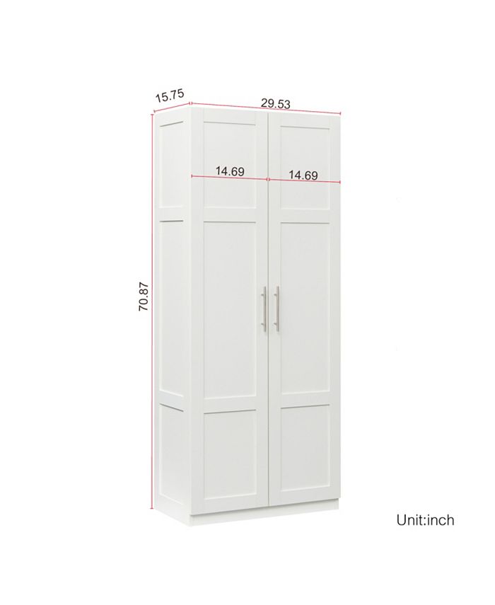 Simplie Fun High Wardrobe And Kitchen Cabinet With 2 Doors And 3 ...