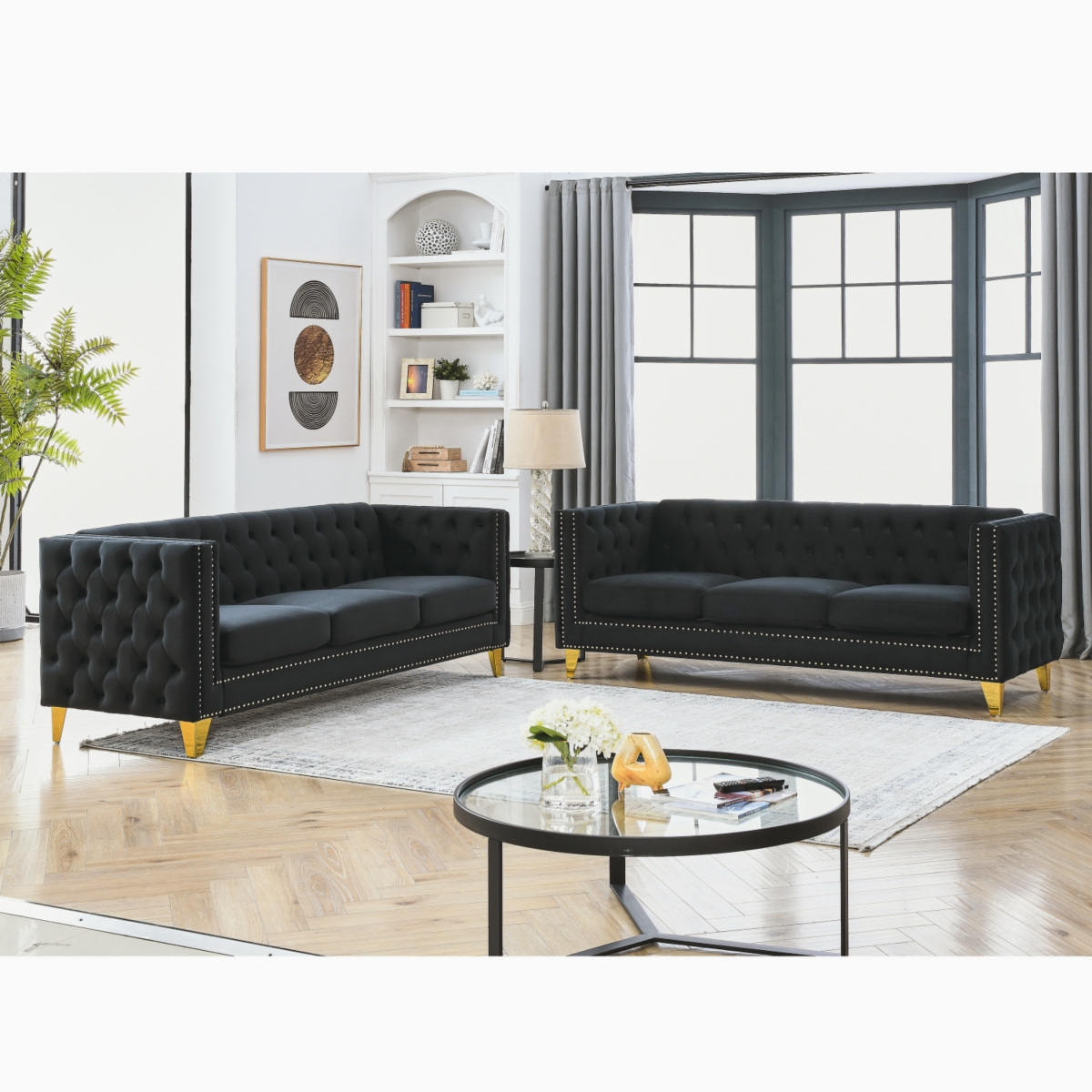 Click here for Simplie Fun Modern Velvet Sofa Set with Button Tuf... prices