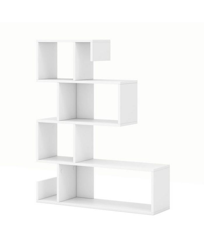 Slickblue 5-Tier S-Shaped Bookshelf Geometric Z-Shelf Bookcase with ...