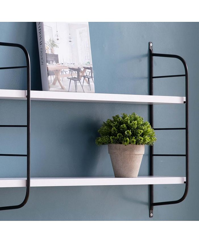 Simplie Fun Mounted Two Tier Wall Shelf White Black - Macy's