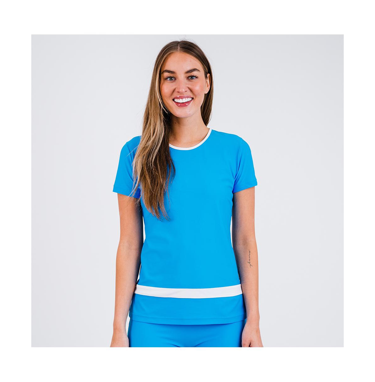 Click here for Calypsa Plus Size Short Sleeve Color Block Rash Gu... prices