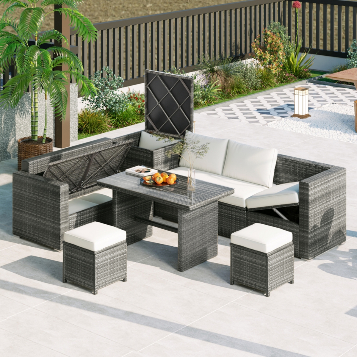 Click here for Streamdale 6-Piece Outdoor Rattan Sofa Set - Beige prices