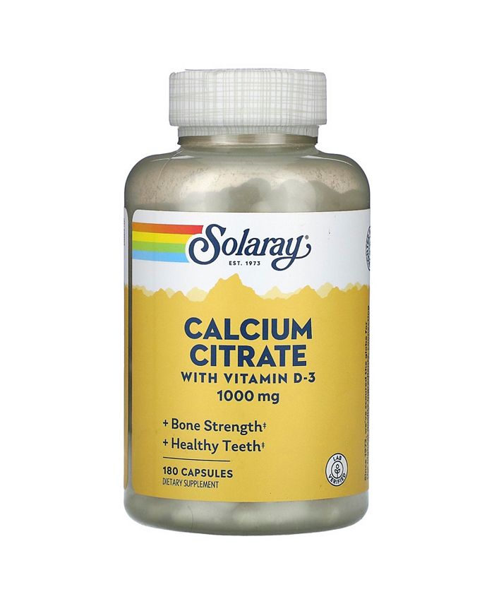 Solaray Calcium Citrate with Vitamin D-3 1 000 mg - 180 Capsules (250 ...
