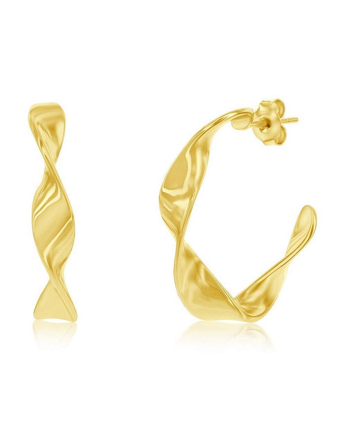 Simona Gold Plated Over Sterling Silver 28mm Twist Hoop Earrings - Macy's