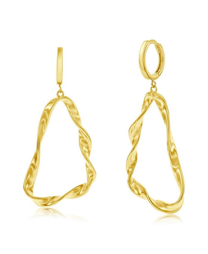 Simona Gold Plated Over Sterling Silver Twisted Triangle Design Dangle Earrings - Macy's