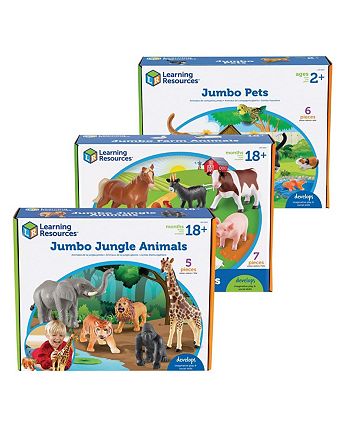 Kaplan Early Learning Company Jumbo Animals Set of 18 - Farm, Jungle ...