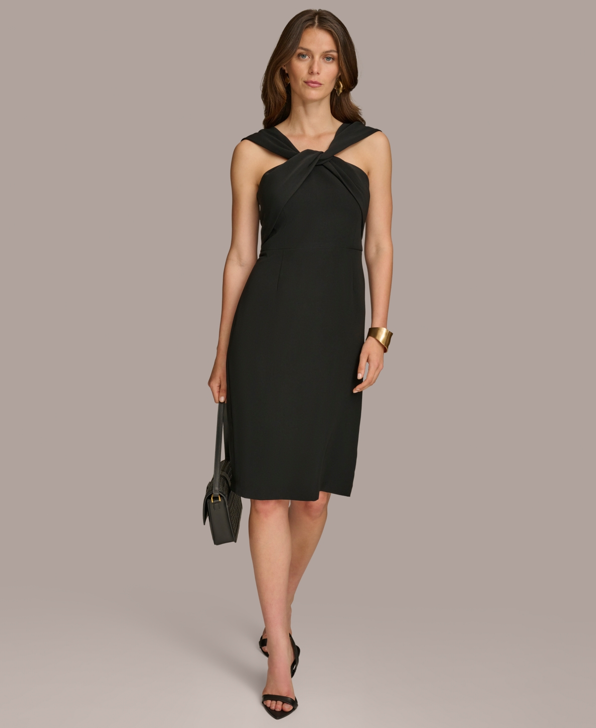 Click here for Donna Karan Womens Draped Twist-Neck Sleeveless Sh... prices