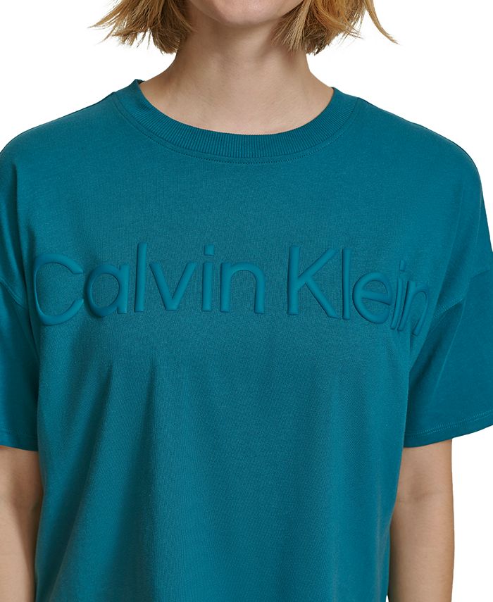 Calvin Klein Women's Cotton Raised Logo Cropped T-Shirt - Macy's