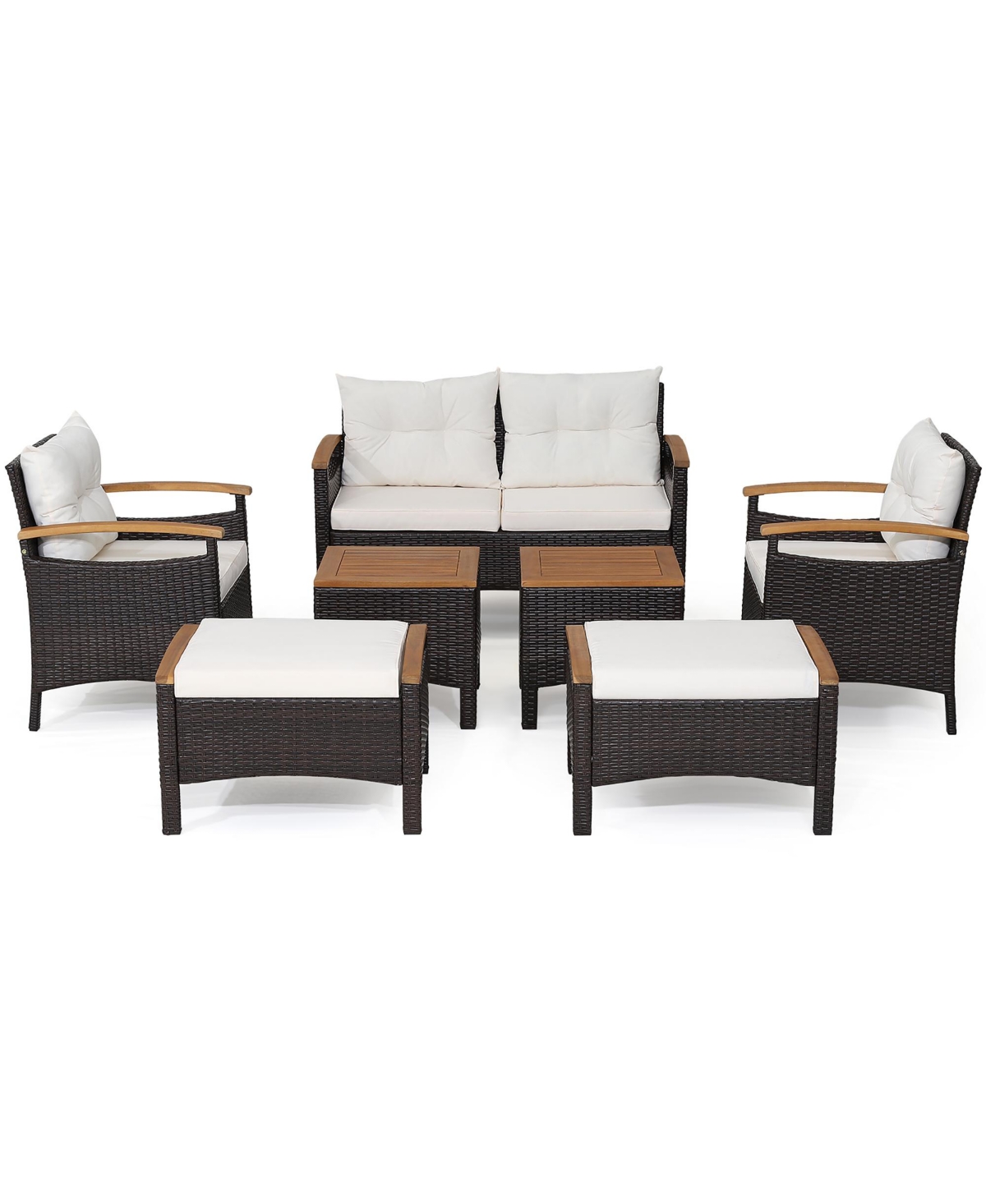 Click here for 7PCS Patio Rattan Furniture Set Cushion Armrest Lo... prices