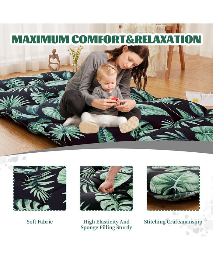 CAROMIO Twin Size Futon Mattress Floor Mattress Pad Tropical Floral ...