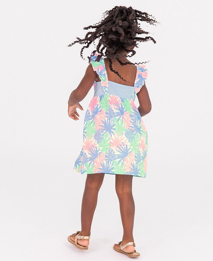 RuffleButts Toddler Girls Ruffle Strap Mixed Print Dress - Macy's