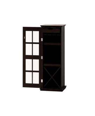 Simplie Fun Three-Layer Glass Door Wine Cabinet with Drawer and X ...