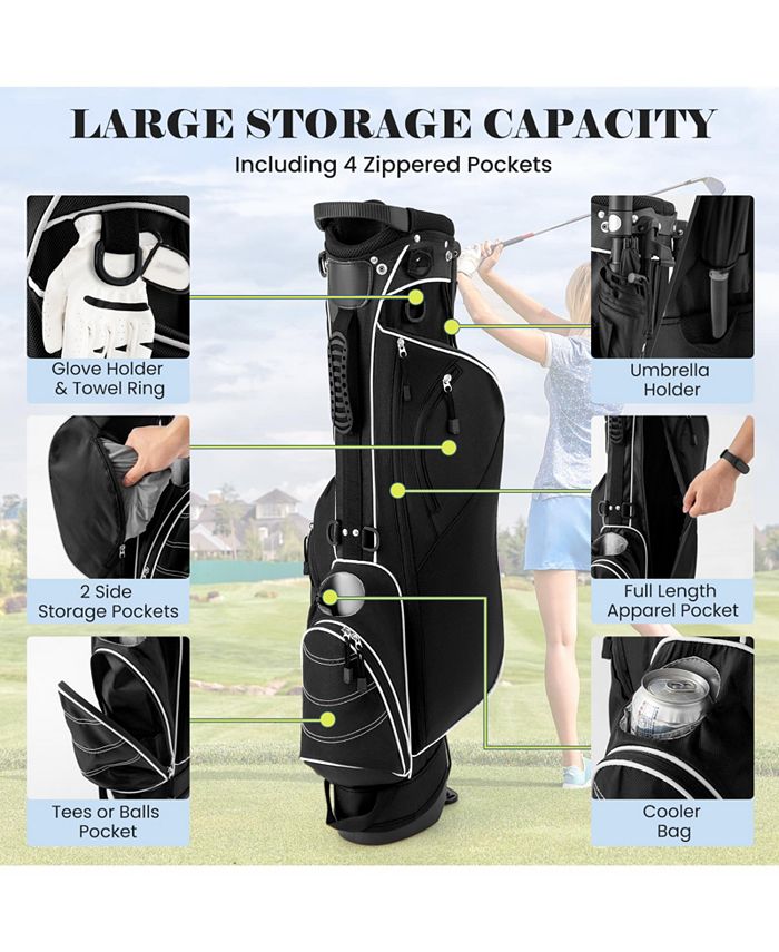 Slickblue Golf Stand Cart Bag with 4 Way Divider Carry Organizer ...