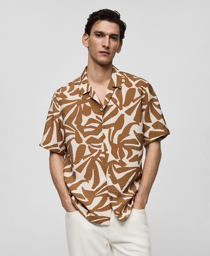 MANGO Men's Regular Fit Texture Printed Shirt - Macy's