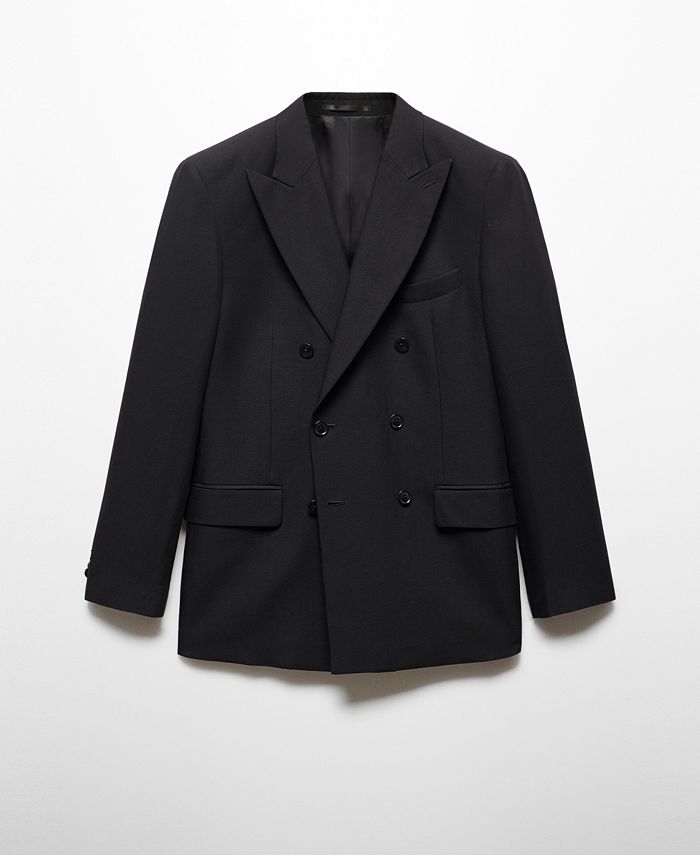 MANGO Men's Linen Lyocell Double-Breasted Suit Blazer - Macy's