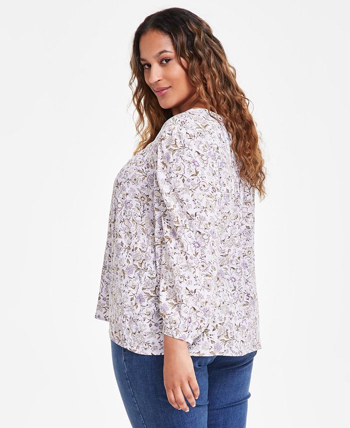 Levi's Plus Size Halsey Floral Print Blouse - Macy's