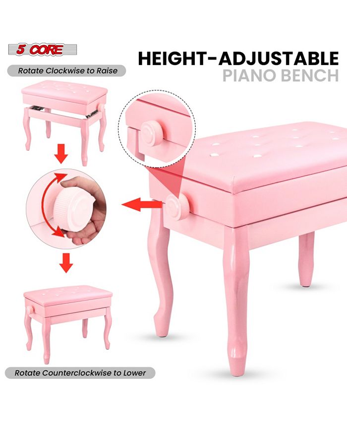 5 Core Piano Bench Wooden Height Adjustable Keyboard Stool Heavy Duty ...