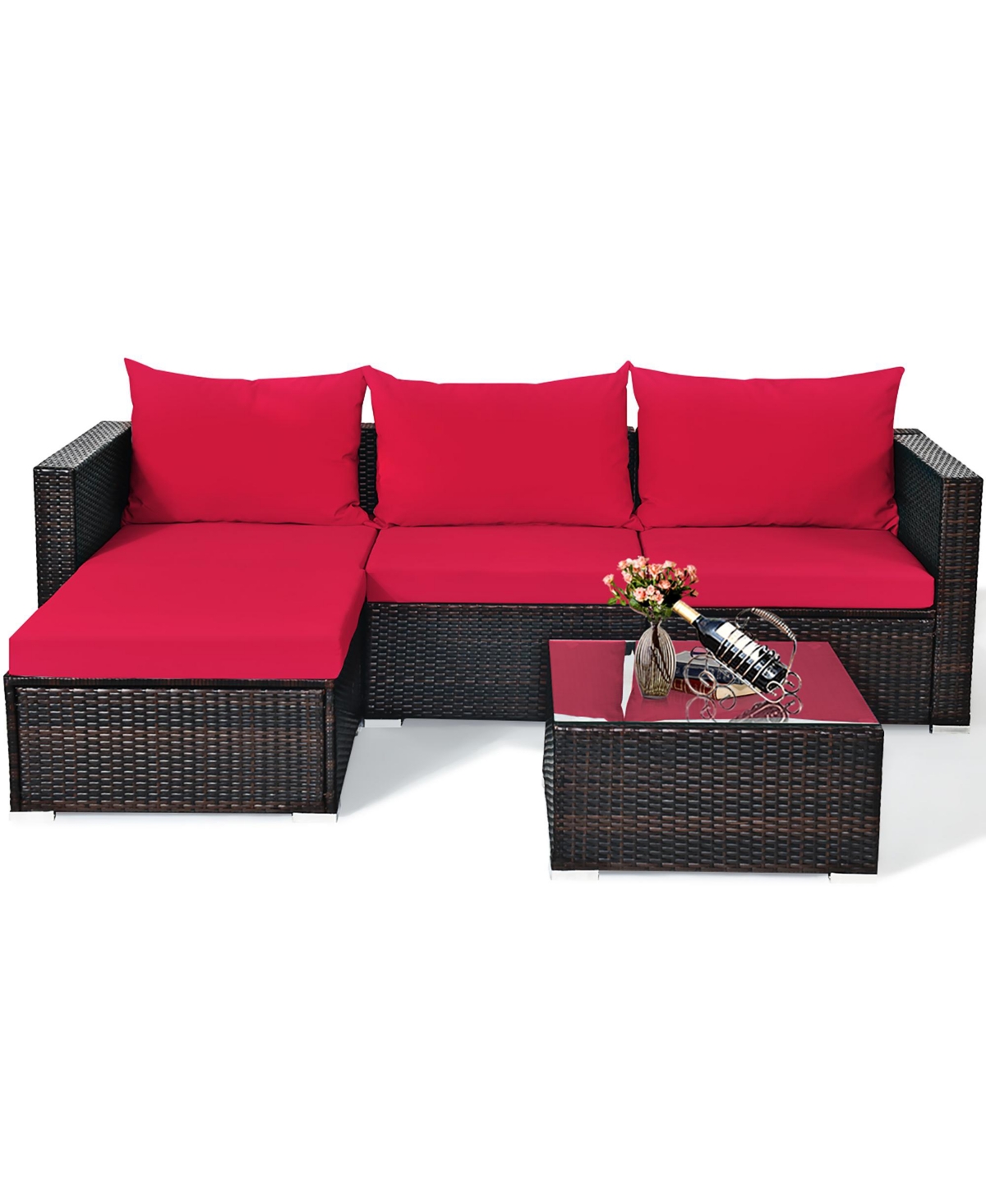 Click here for 5PCS Patio Rattan Furniture Set Sectional Conversa... prices