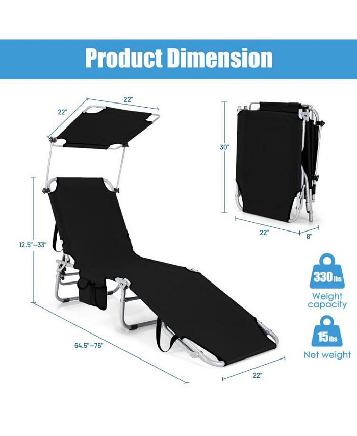 Slickblue Set of 2 Portable Reclining Chair with 5 Adjustable Positions ...