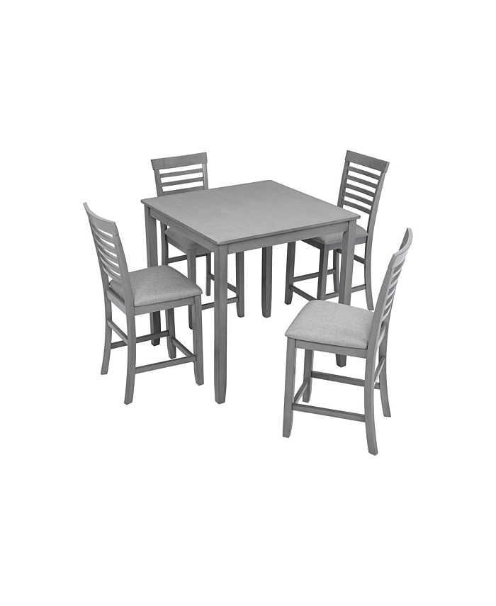 Simplie Fun Elegant 5-Pc Solid Wood Counter Height Dining Table Set ...