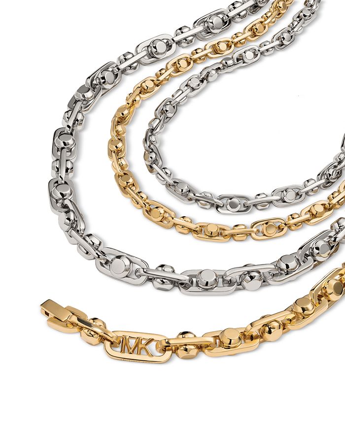 Michael Kors Gold-Tone or Silver-Tone Astor Link Chain Necklace ...