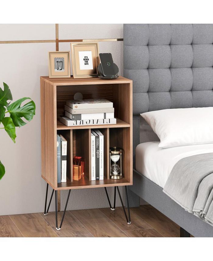 Slickblue Record Player Stand with Charging Station for Living Room ...