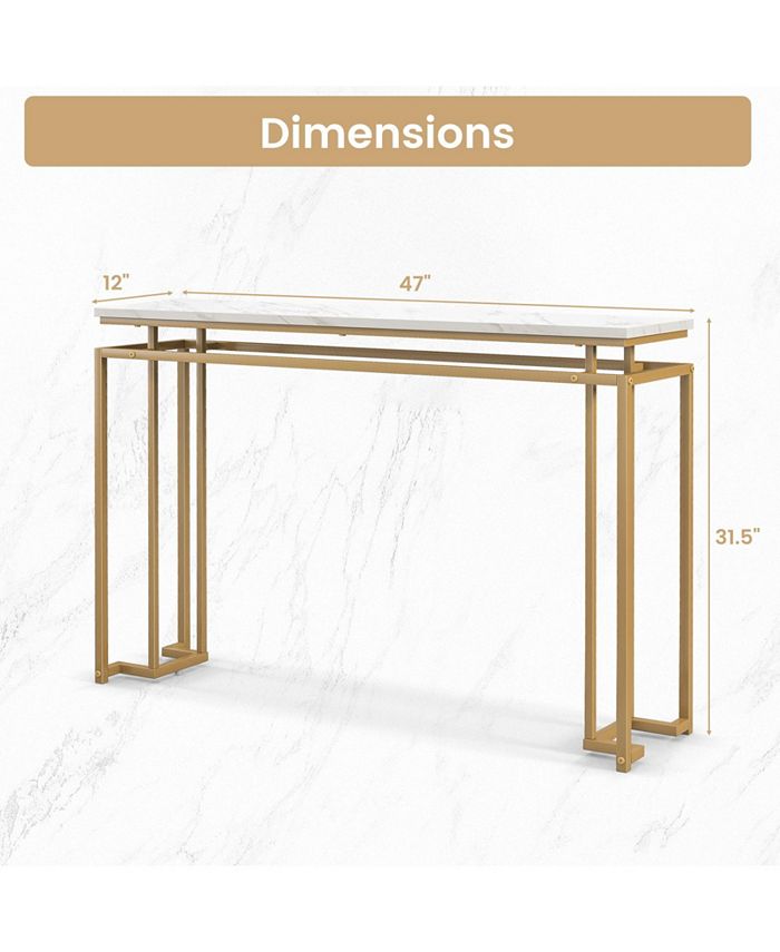 Slickblue Modern Entryway Table with Gold Heavy-duty Metal Frame and ...