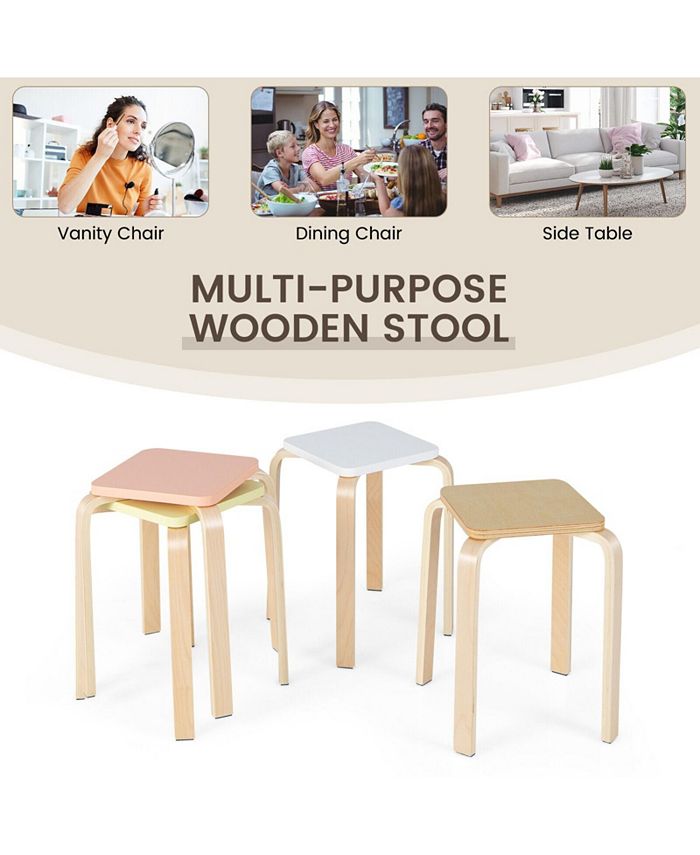 Slickblue Set of 4 Colorful Square Stools with Anti-slip Felt Mats - Macy's