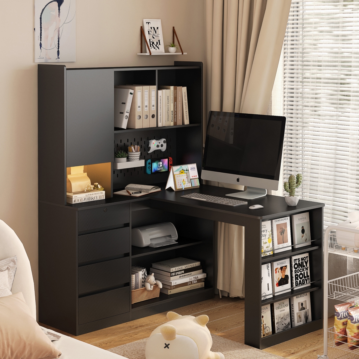 Click here for Streamdale L-Shaped Desk with Charging Station - B... prices
