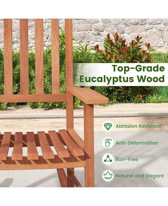 Slickblue Eucalyptus Wood Rocker Chair with Stable and Safe Rocking ...